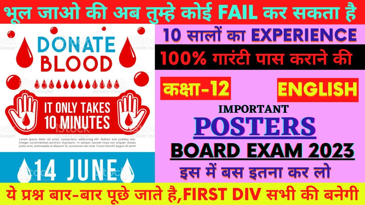 Class 12th English Important Poster Uo board 2023|कक्षा 12 अंग्रेजी ...