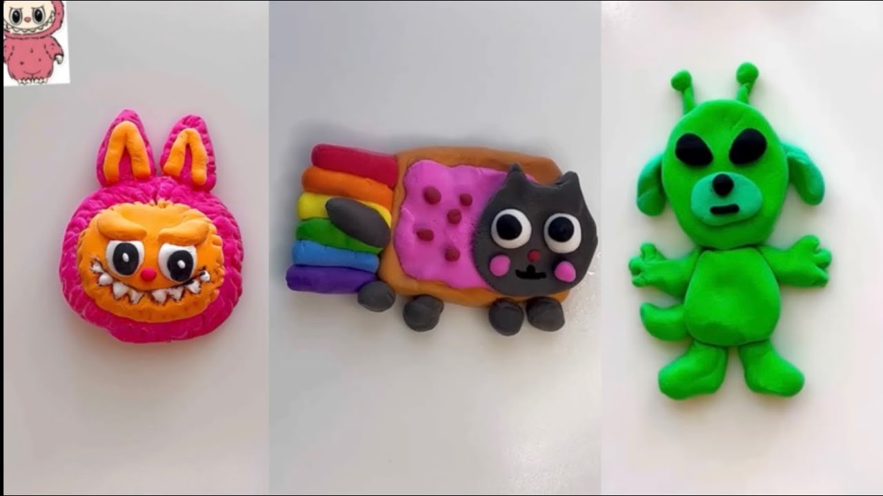 Satisfying Clay with Nyan Cat, Labubu, Stitch and God the Alien Green ...