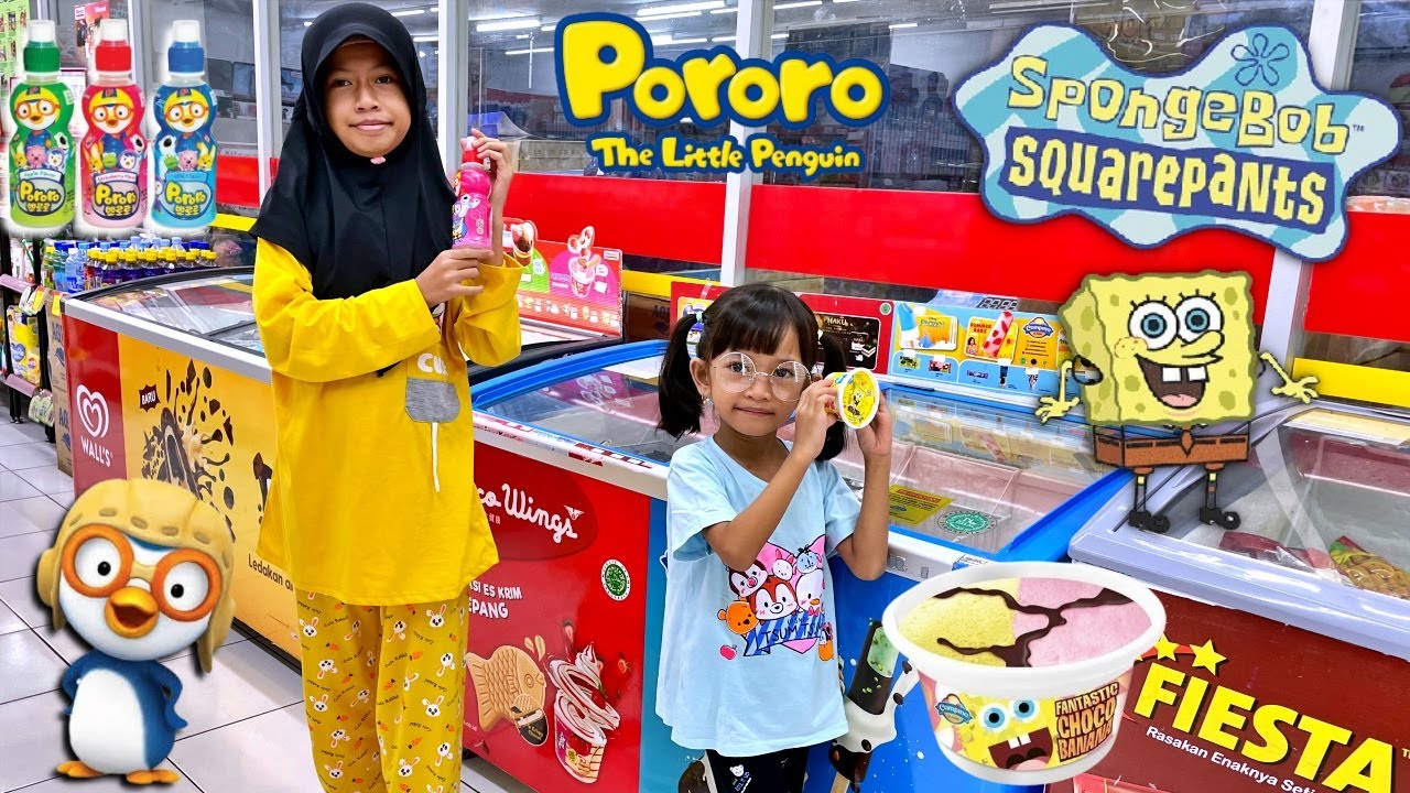 DRAMA ZIVANA & KAK AISYAH MAKAN ES KRIM KARAKTER SPONGEBOB🧀, MINUMAN ...