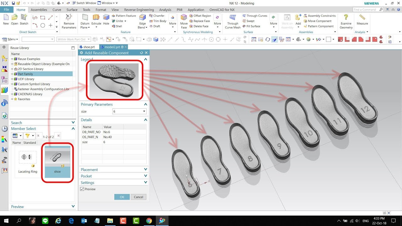 How to create standard part by "part family" command in Siemens NX12.0 ...