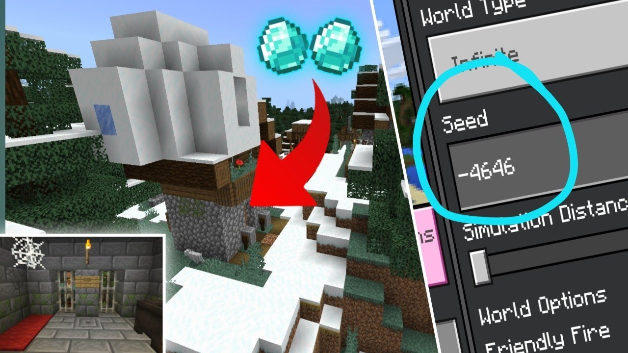 Minecraft Huge Village And Basement Igloo Seed - YouTube