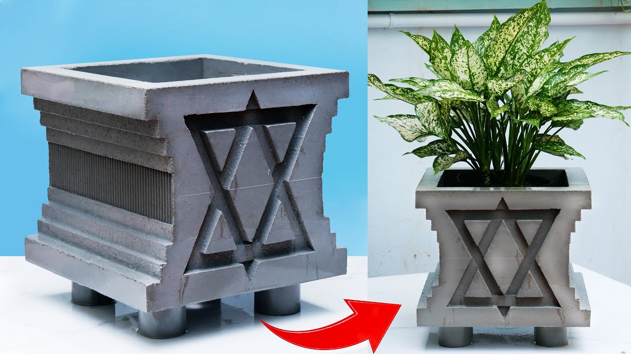 Make plant pots from foam and concrete | Make flower pots from cement ...