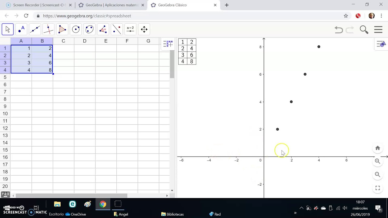 Creación de tablas y gráficas cartesianas, mediante Geogebra - YouTube