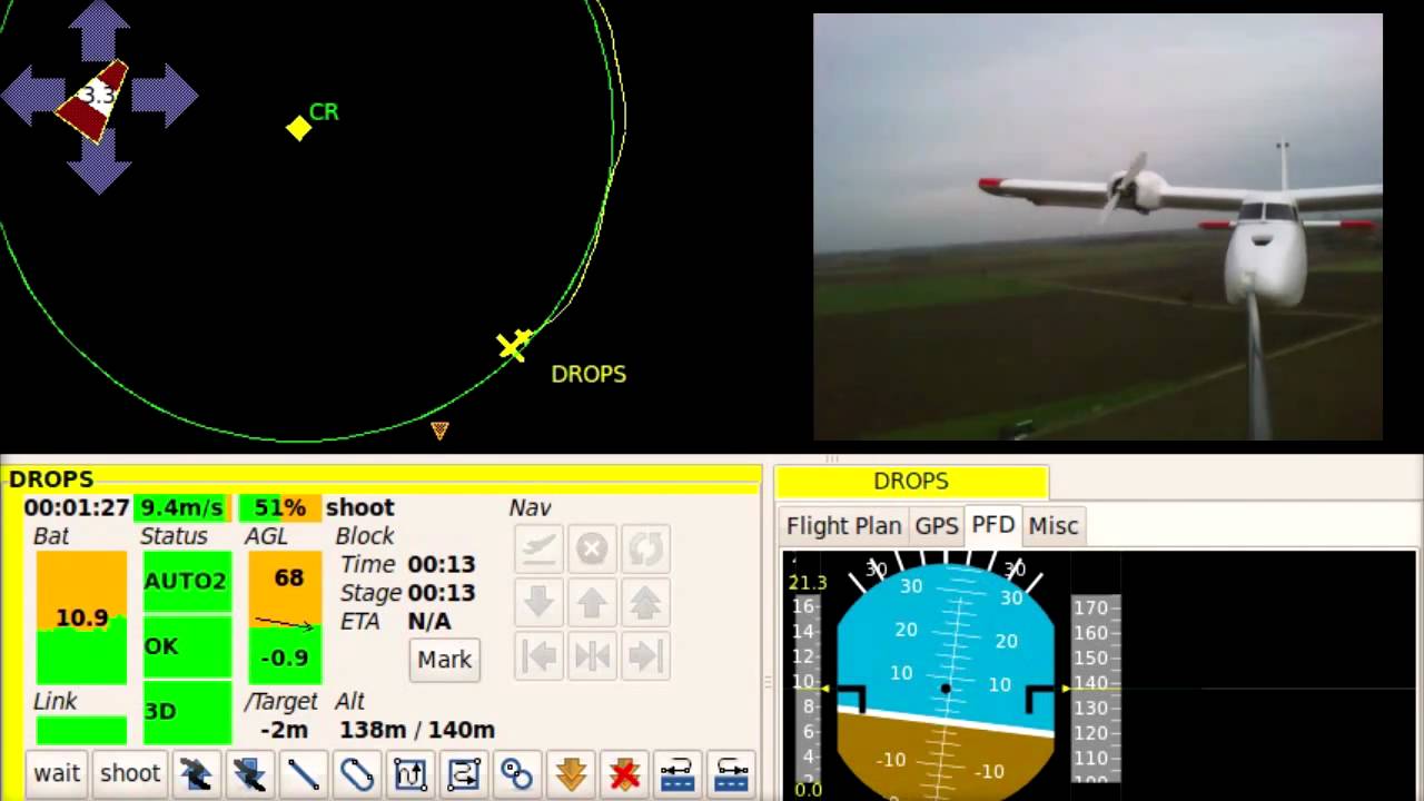 UAV with adaptive control: wing drop and engine off on one side - YouTube