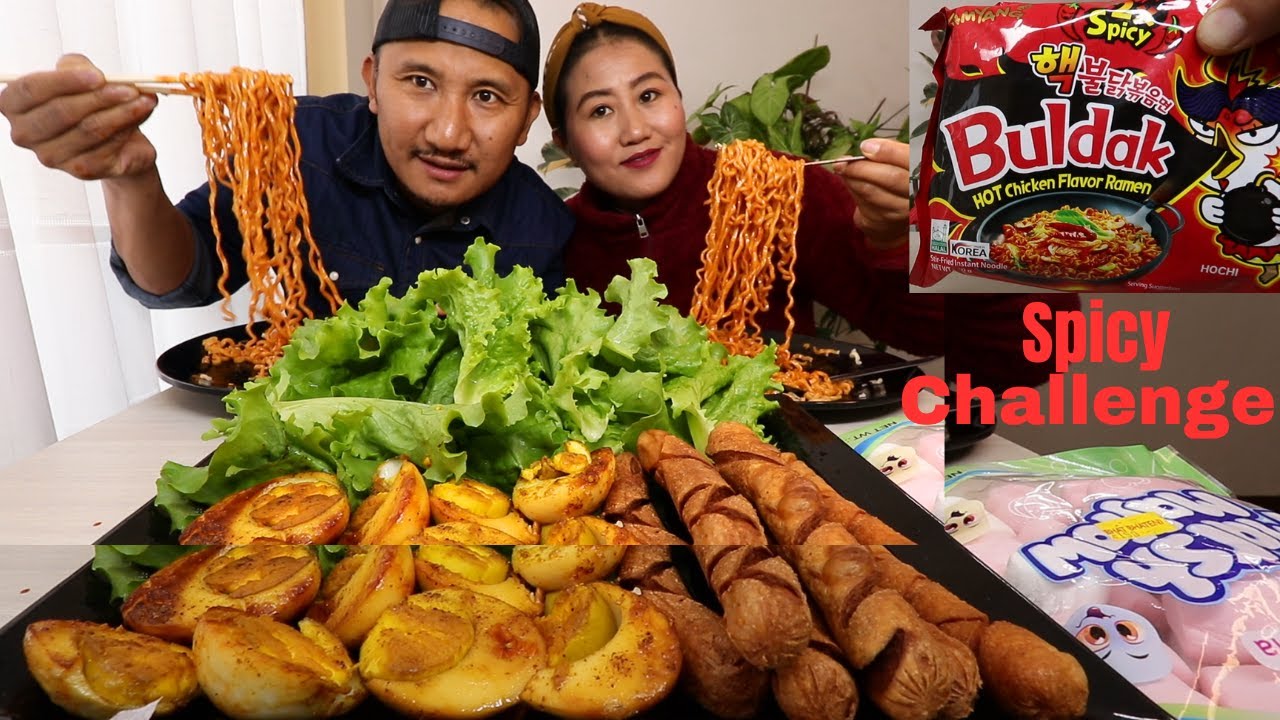 2XX Spicy Buldak Ramen Fire Noodles Challenge,Punishment चिसो पानी ...