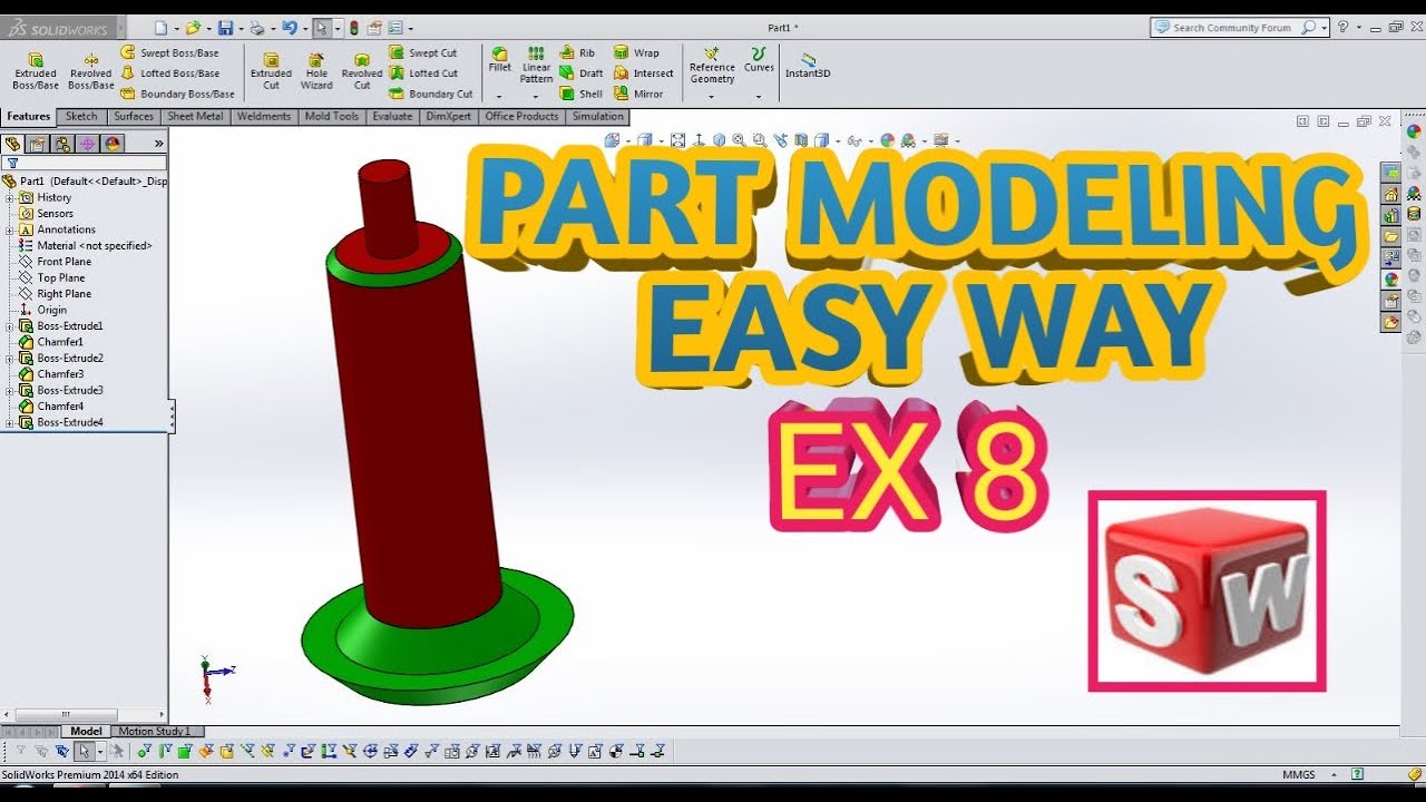 SOLIDWORKS PART MODELING (EXERCISE 8) - YouTube