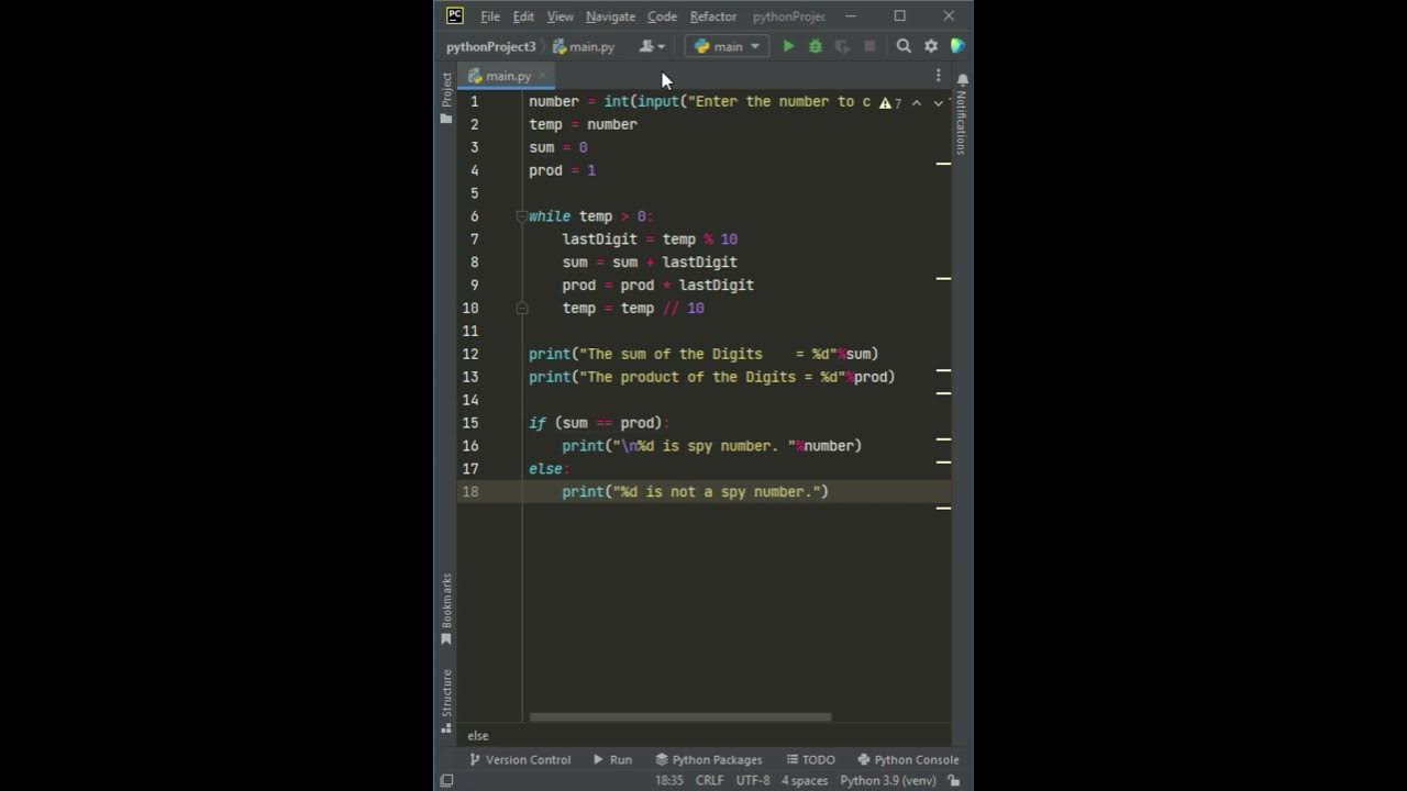 Python Program To Check Spy Number Shorts Pythonprojects Pythontutorial Pythonprogramming