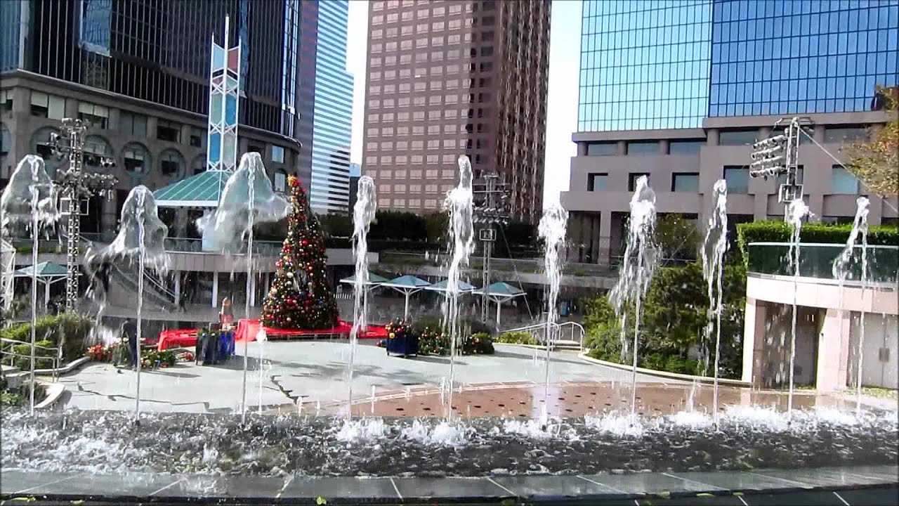 Sun, fountains and Christmas trees (Downtown Los Angeles, CA) - YouTube
