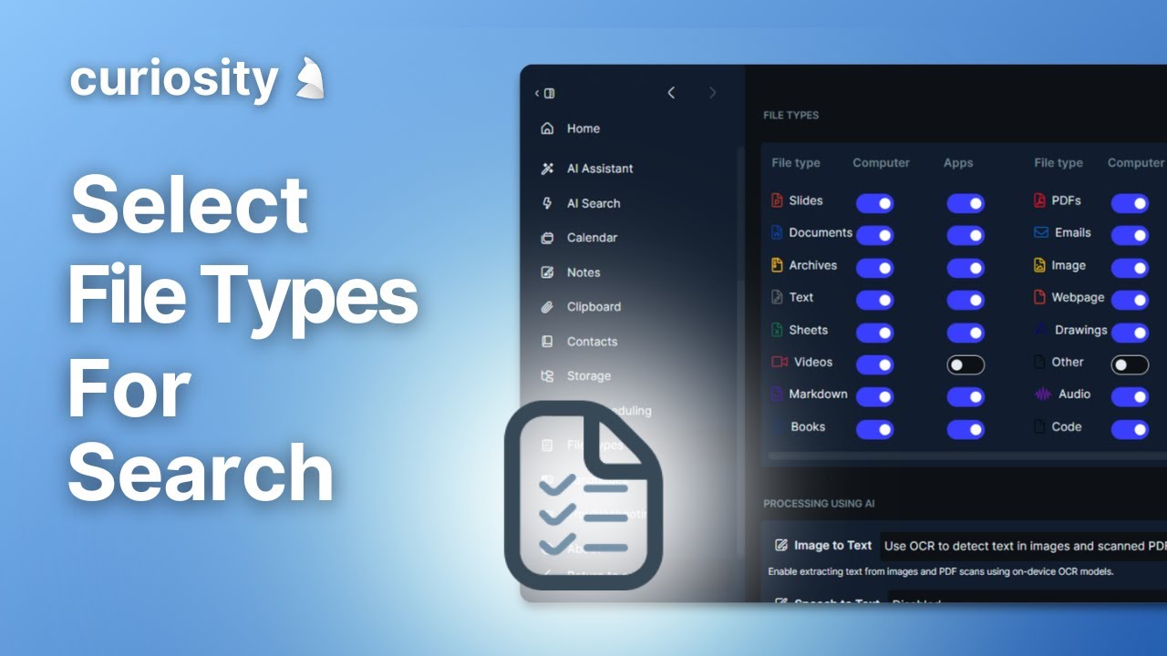 Select file types for search - YouTube