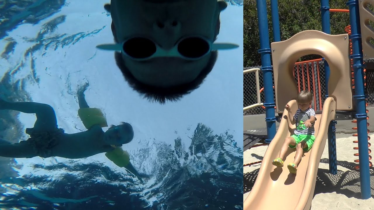 Outdoor Playground and Pool Fun - YouTube