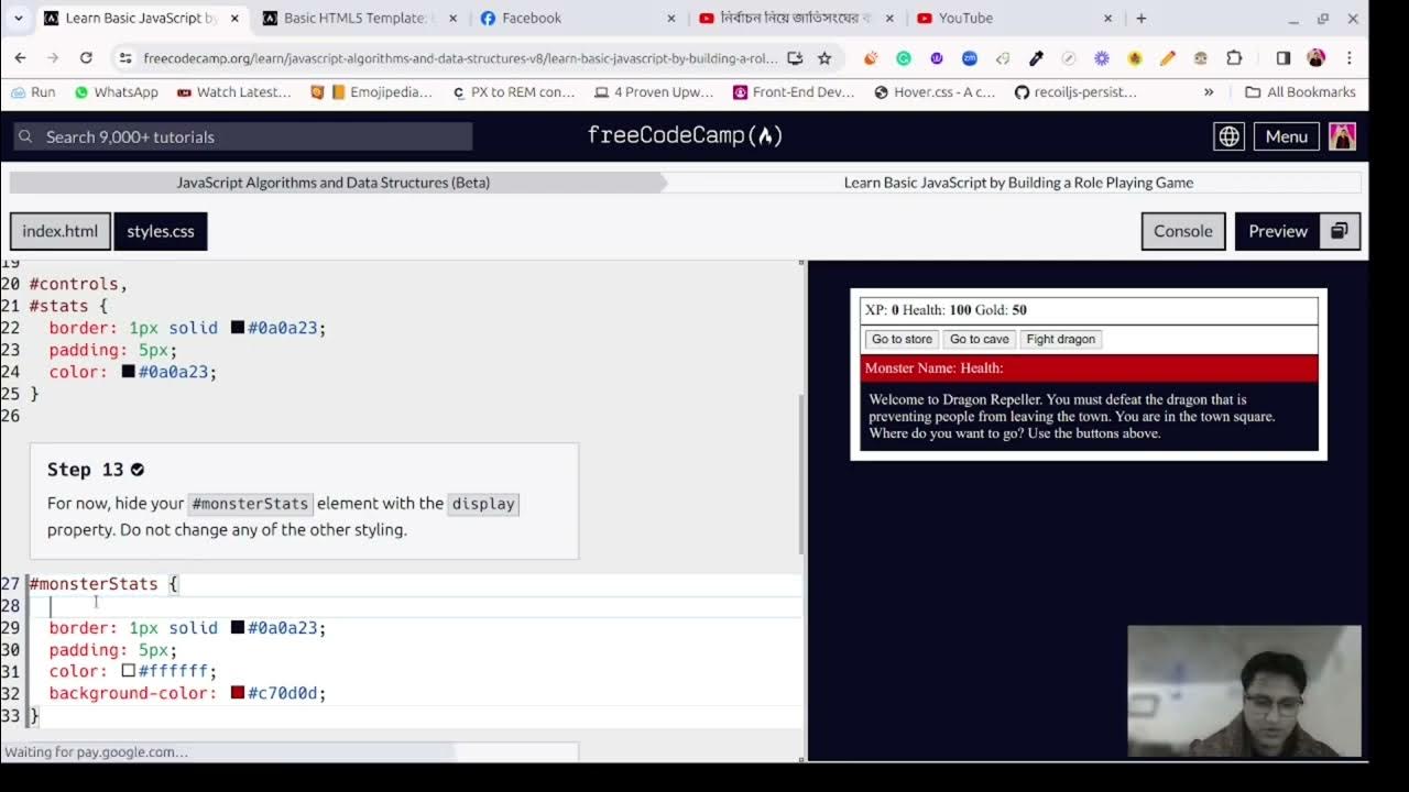 Free Code Camp Help Bangla - JavaScript Algorithms & Data Stru (Beta) - Role Playing Game - Step ...