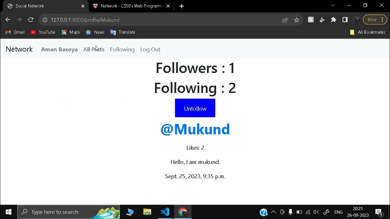 CS50W Project 4 Network - YouTube