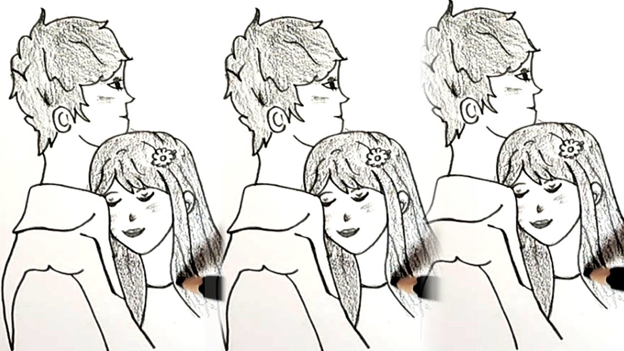 How to Draw Boy and Girl in Love || Couple Drawing | Drawing video for ...