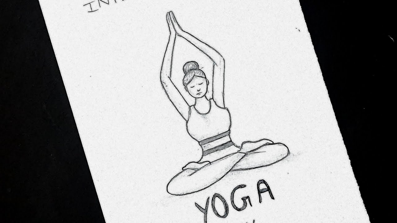Yoga day drawing easy step by step | Pencil drawing for beginners ...