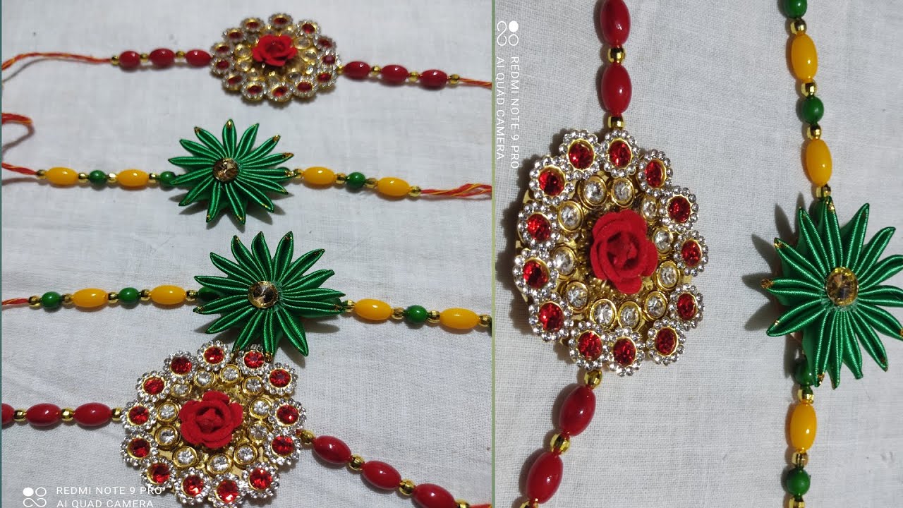 Homemade beautiful flower rakhi for brothers / घर पर ही बनाए भाइयों के ...