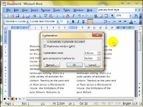 Microsoft Word 3316 Hyphenation Word 2003 ECDL ITQ2 - YouTube