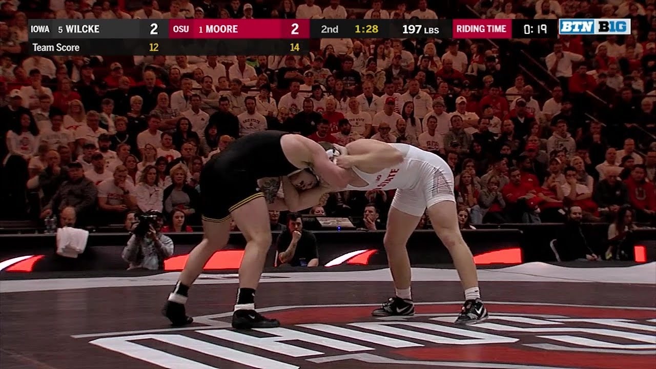 Big Ten Wrestling: 197 LBs - Iowa's Cash Wilcke vs. Ohio State's Kollin ...