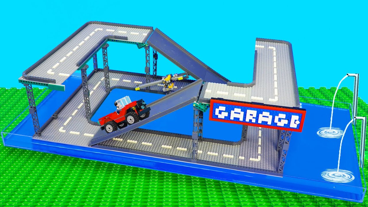 I Build LEGO Car Garage With Movable Bridge... - YouTube