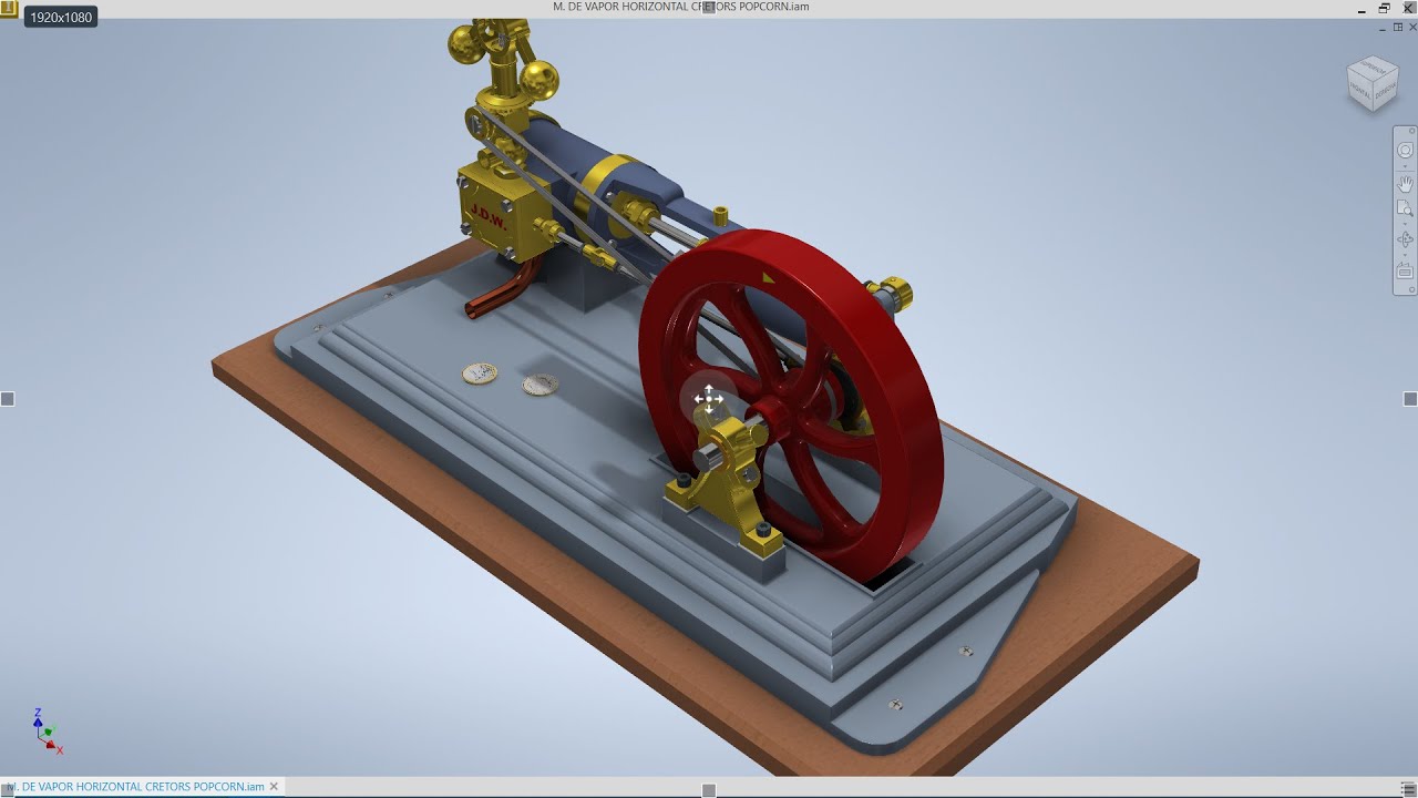 AUTODESK INVENTOR MAQUETA DE UNA MÁQUINA DE VAPOR HORIZONTAL "CRETORS ...