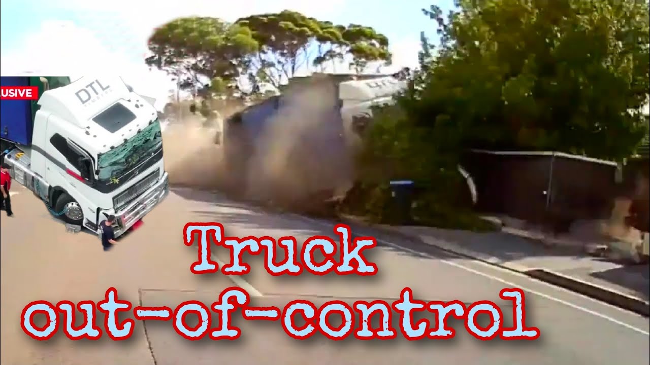 Truck out-of-control ploughs through intersection - YouTube