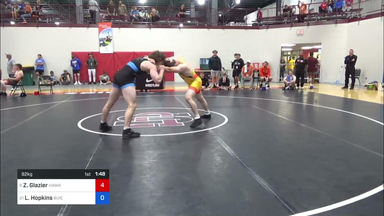 2024 U23 Men’s Freestyle Nationals: Zach Glazier vs Levi Hopkins: 92 KG 5th Place Bout - YouTube