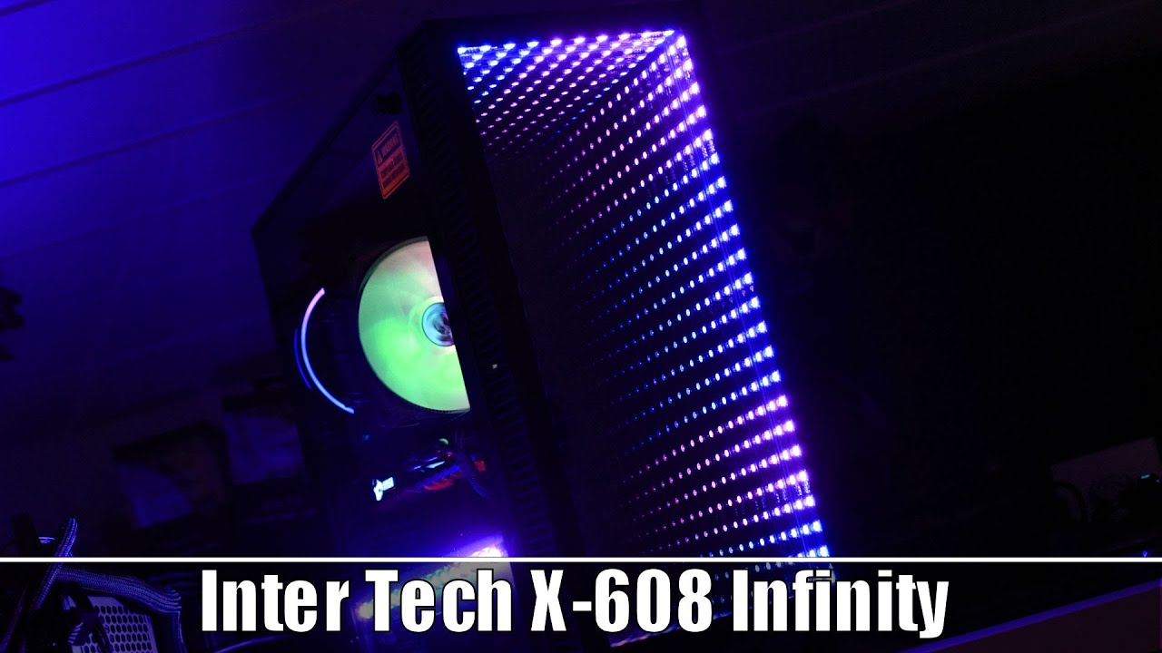 Inter Tech X-608 Infinity Test - 70 Euro RGB-Gehäuse mit Spiegel - YouTube