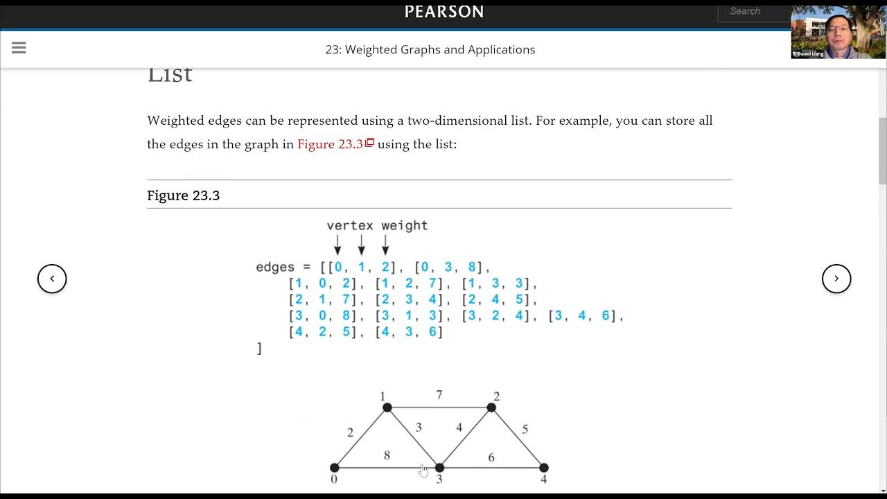 Daniel Liang Python Video Section 23.2 Representing Weighted Graphs ...