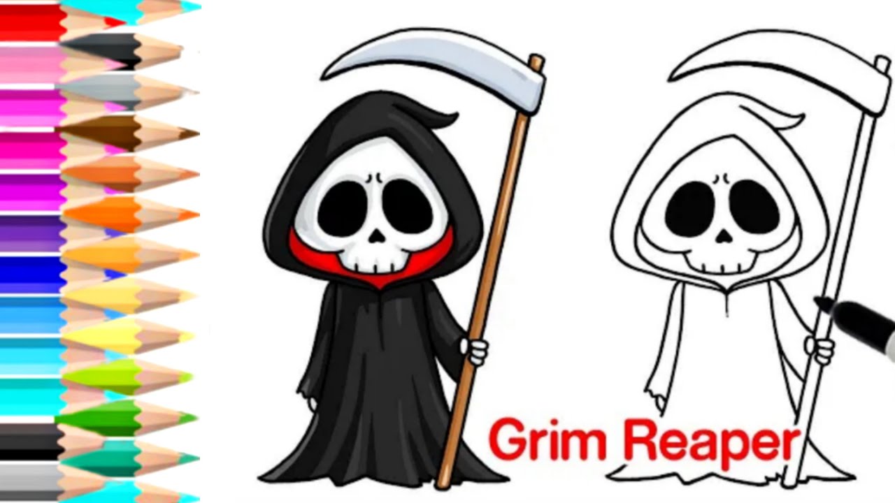 Draw a cute ghost 👻 | How to Draw the Grim Reaper Easy Halloween Art ...