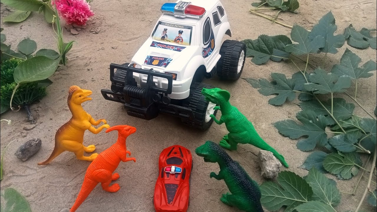 Police jeep saved police car from dinosaurs - Dinosaurs 🦕 attack videos ...