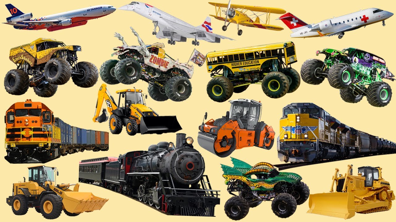 Monster Vehicles - Vehicles Collection - Cars, Trucks, Planes, Train ...