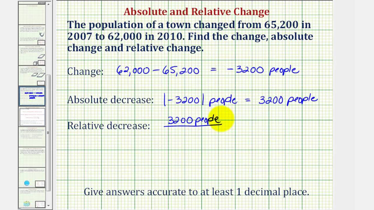 Ex Change Absolute Change And Relative Change YouTube