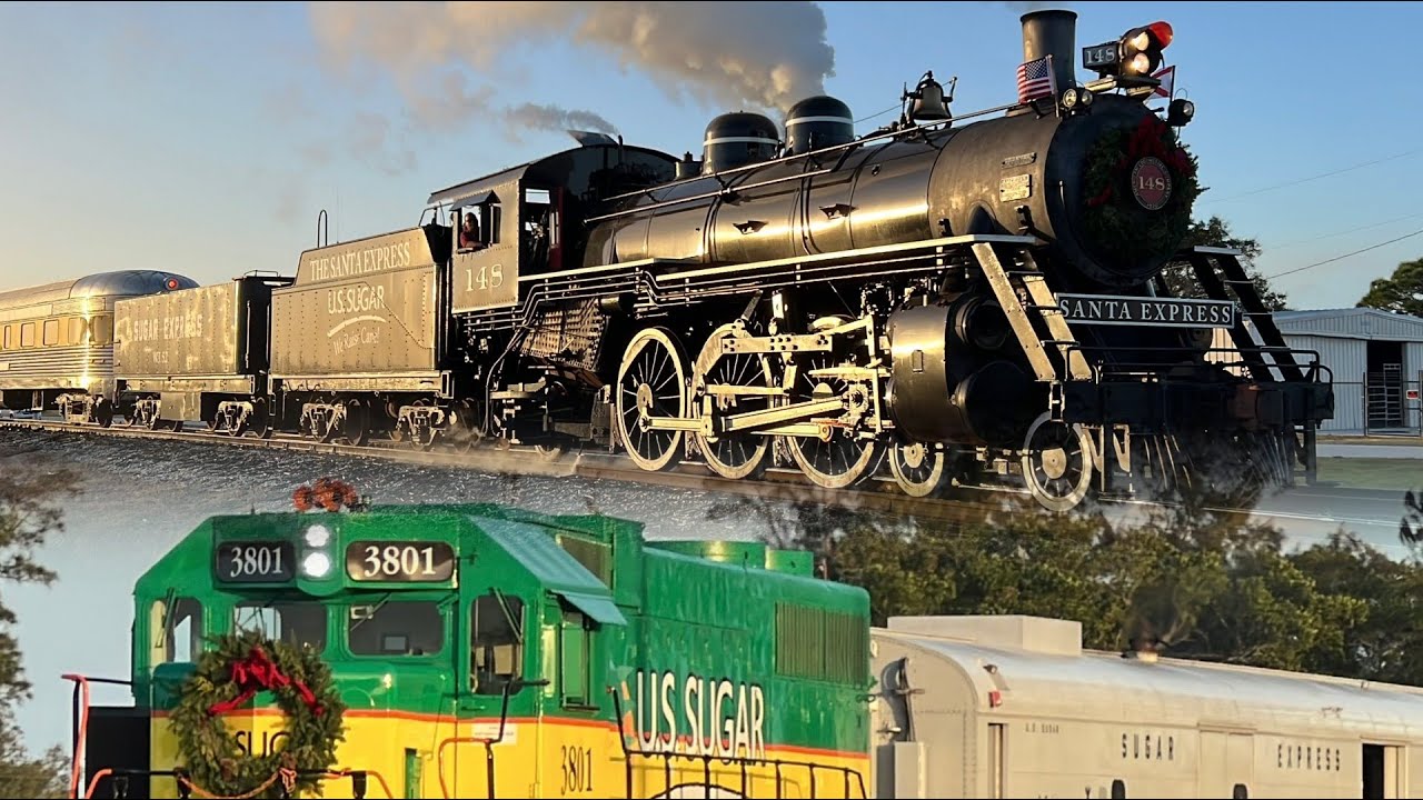 USSC 148 Clewiston Santa Express + US Sugar's New Paint Scheme - YouTube