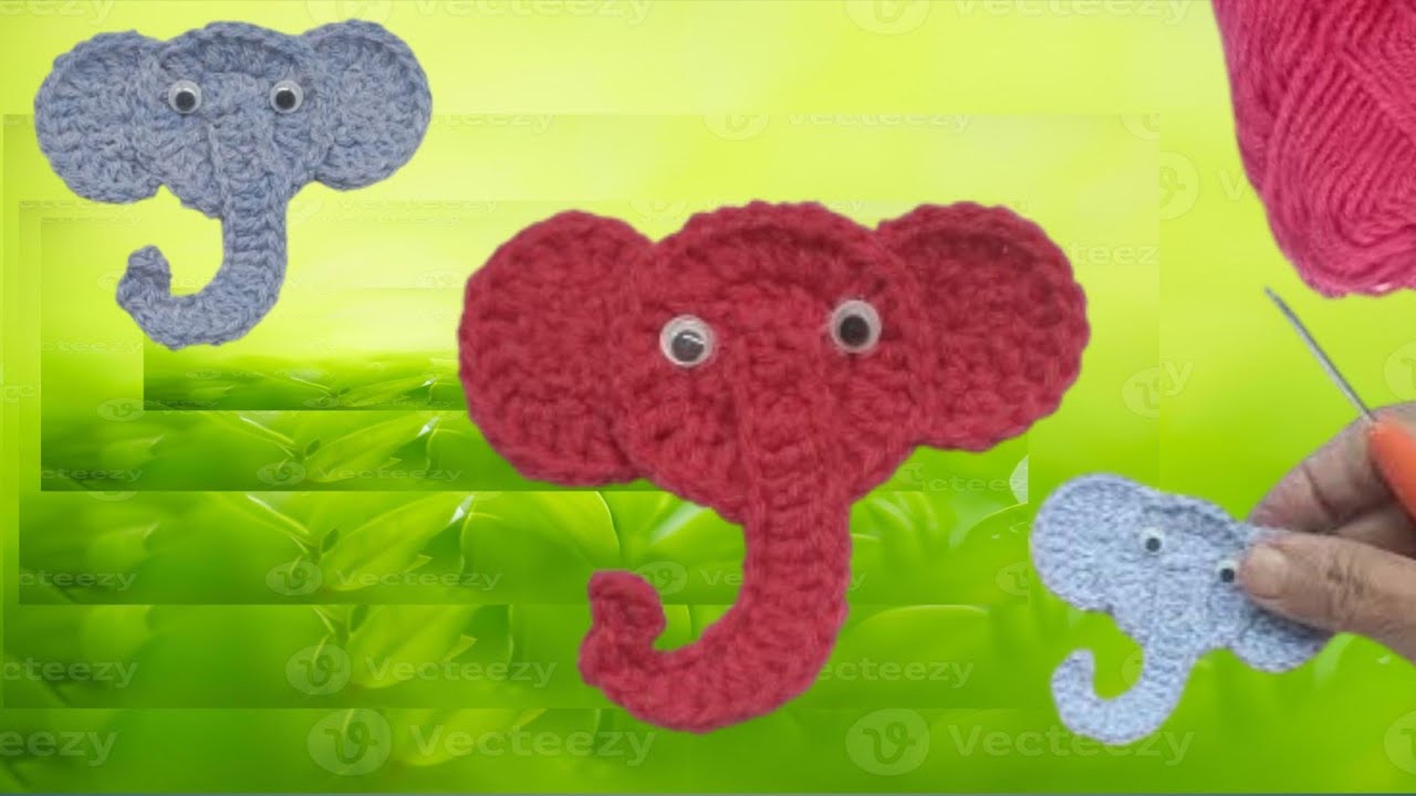 How to Crochet Elephant Applique I Crochet Animal Applique Tutorial ...
