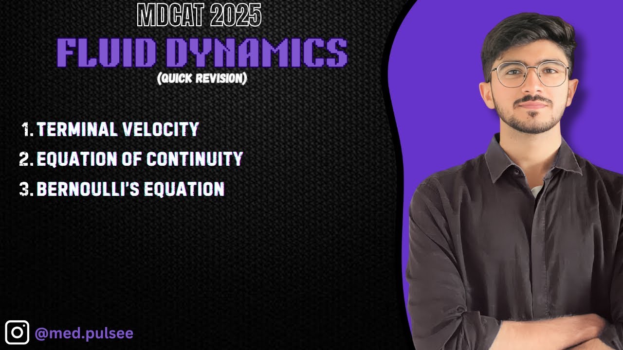 Fluid Dynamics One-Shot | MDCAT 2025 Physics | Bernoulli, Drag, Flow ...