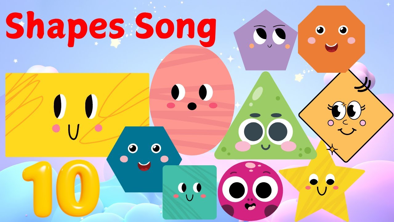 Ten Little Shapes Jumping On The Bed | Shapes Song For Kids | Baby Song ...