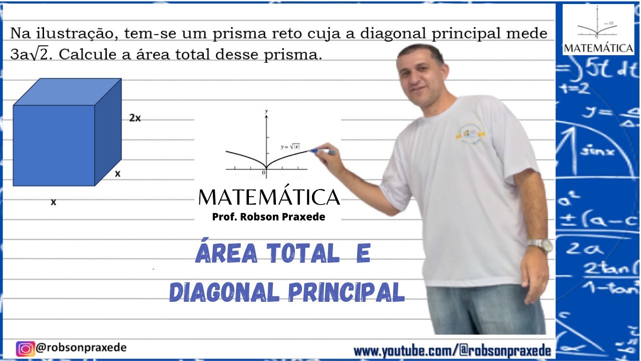 Na ilustração, tem-se um prisma reto cuja a diagonal principal mede 3a√ ...