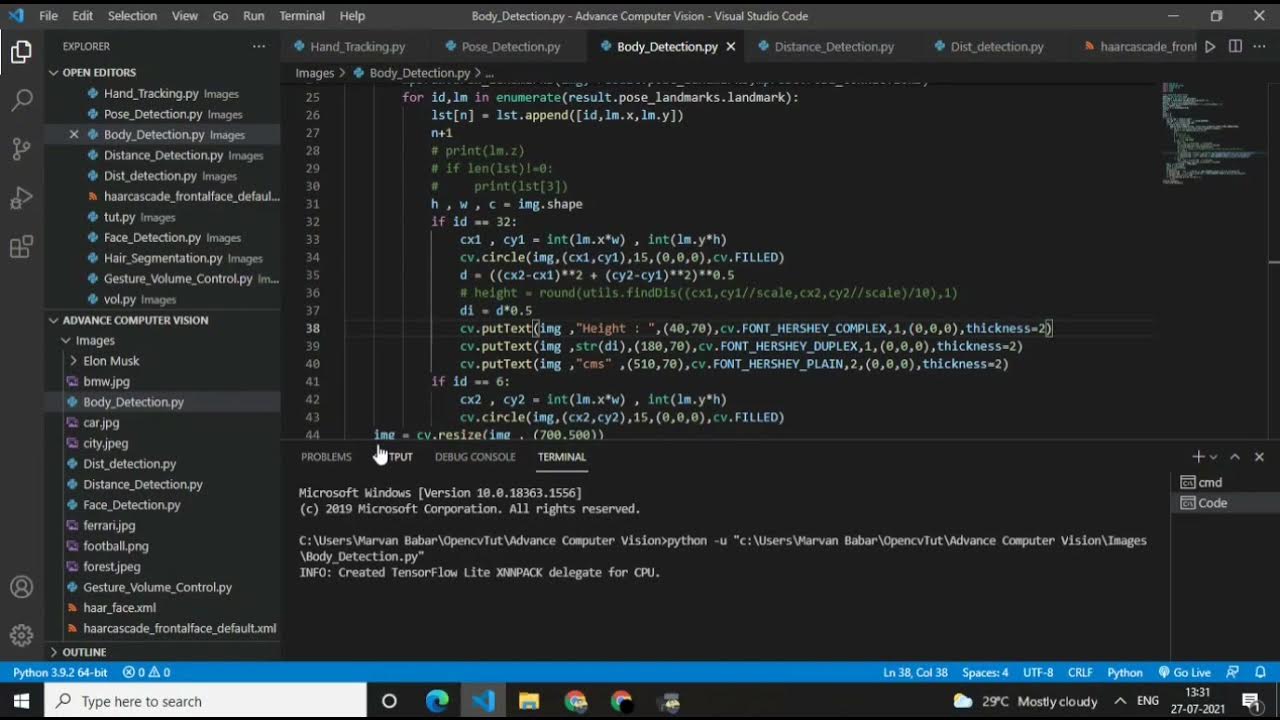 Height detection system using Opencv - YouTube