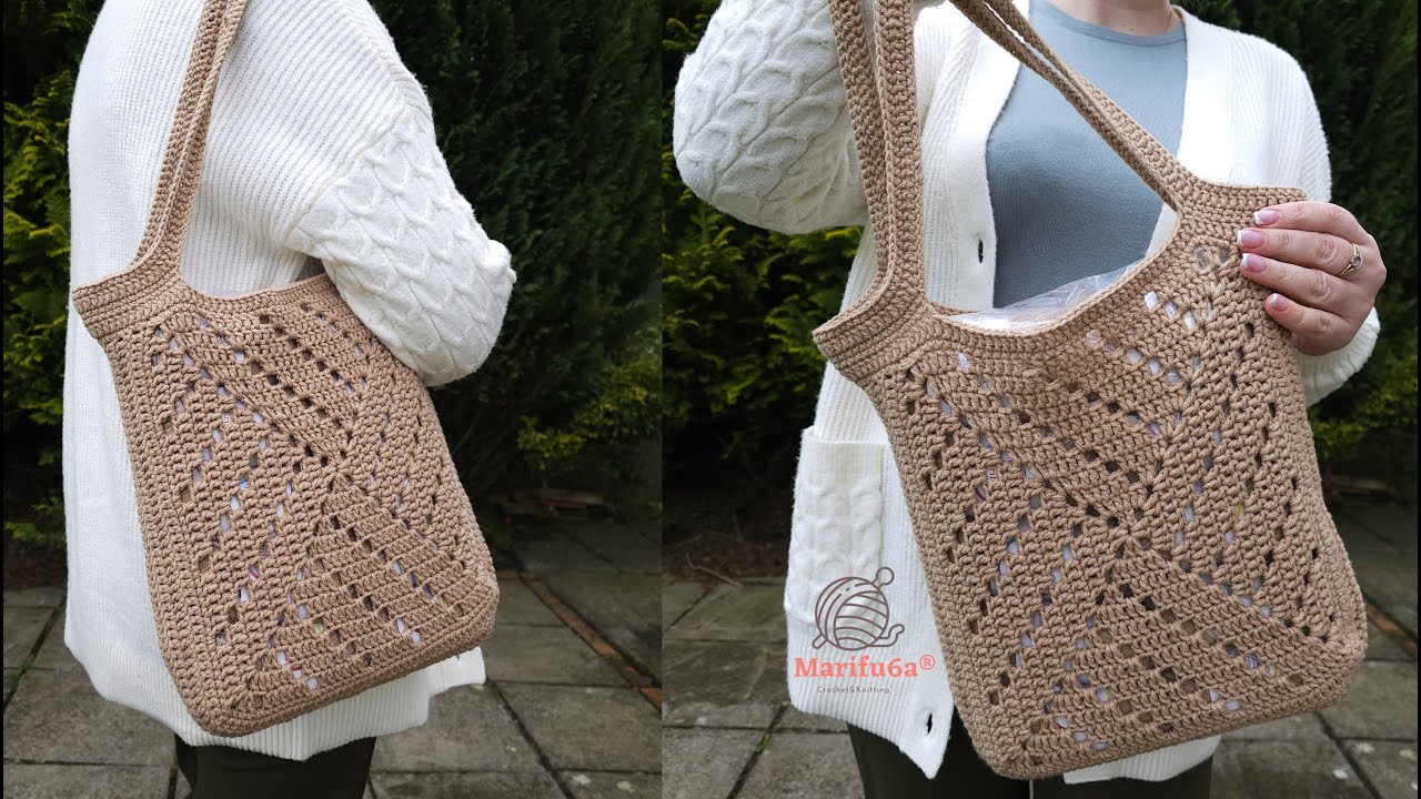 How to crochet simple tote bag tutorial for beginners. - YouTube