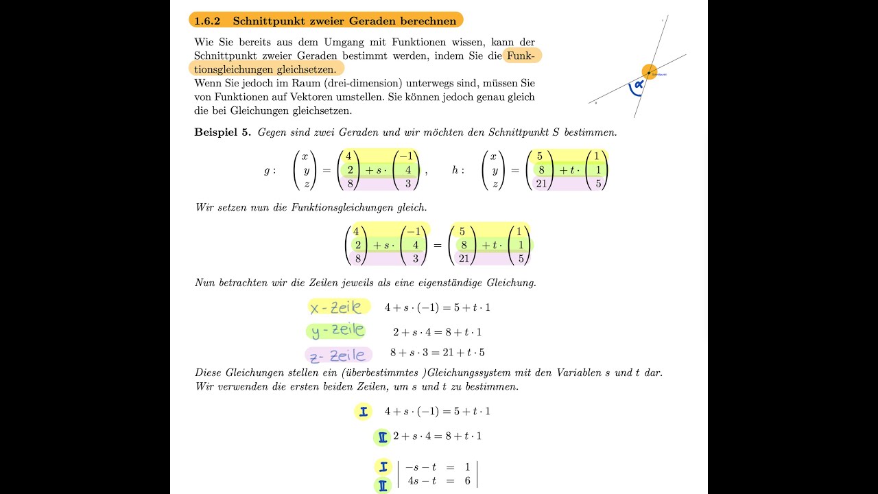 Vektorgeometrie – Schnittpunkt von Geraden im Raum (Theorie) - YouTube