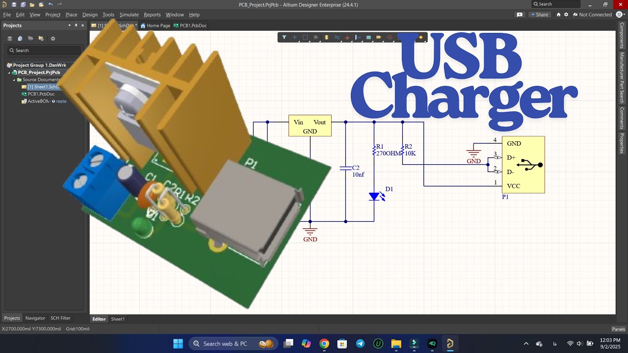 DIY Simple USB Charger PCB Design in Altium | Step-by-Step Schematic ...