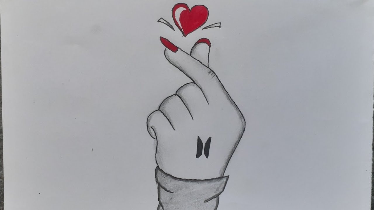 Korean Tumblr Heart Drawing | Easy BTS Drawing | BTS Army Drawing - YouTube