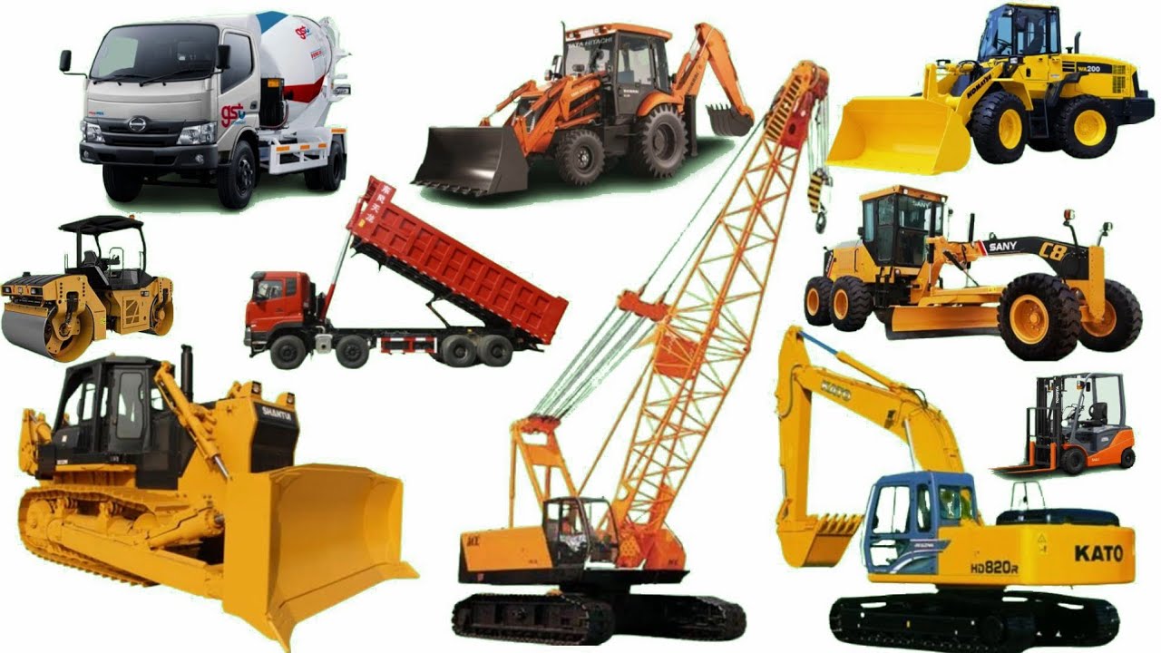 Construction Heavy Equipment | Concrete Mixer, Loader, Backhoe, Crane ...