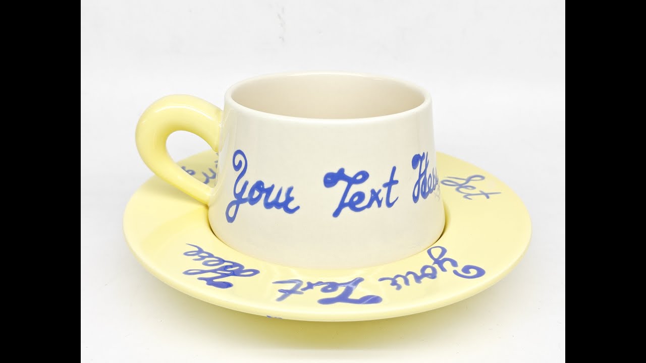 Handwritten personalized ceramic coffee cup set yellow - YouTube