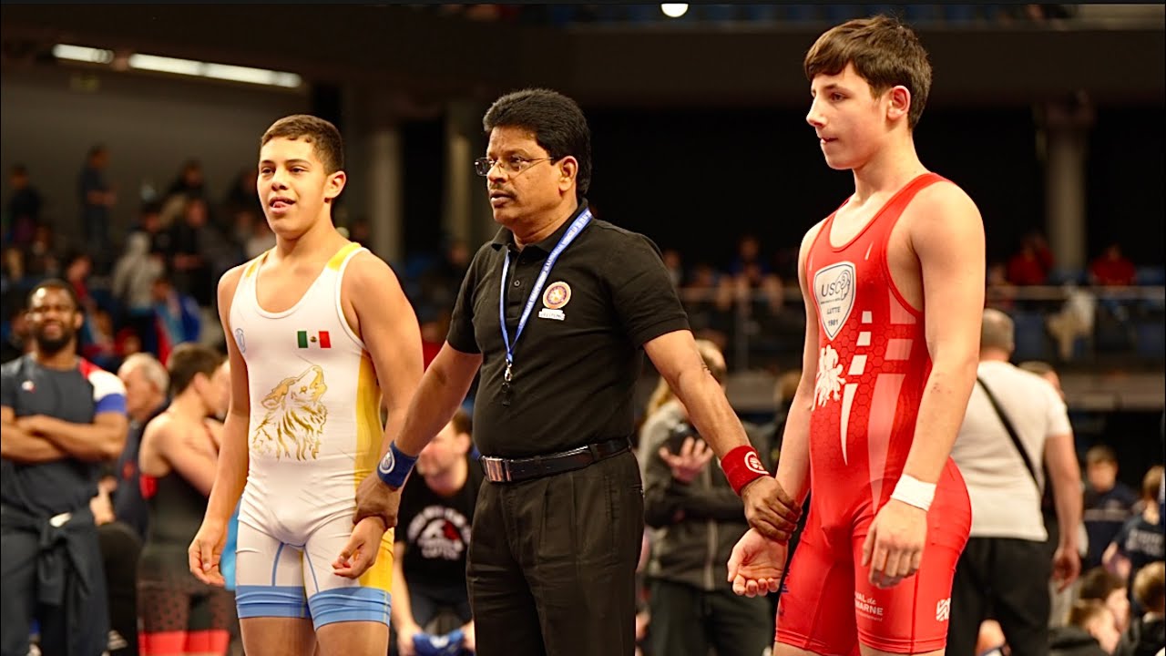 U15 Arion Rahmani (FRA) vs Ricardo Sambrano (MEX) 68kg. Greco-roman ...