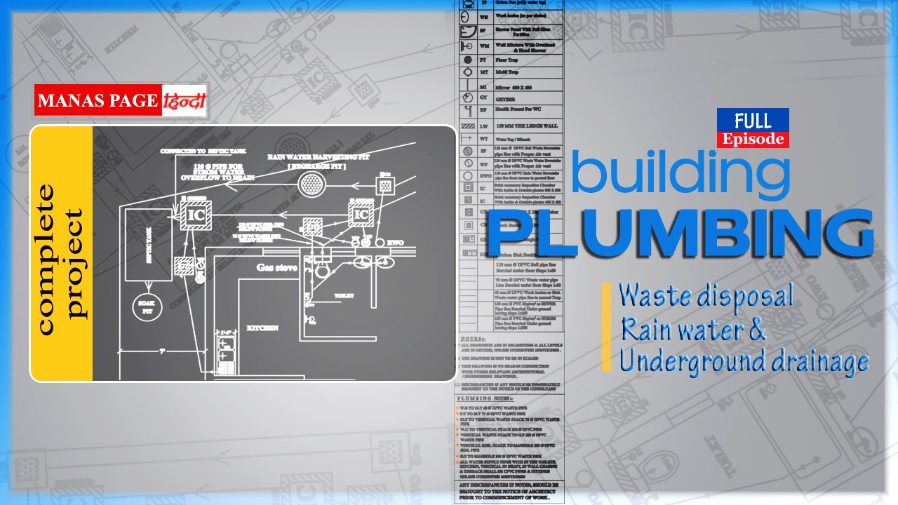 How to draw PLUMBING drawing for a complete project | waste, rainwater ...