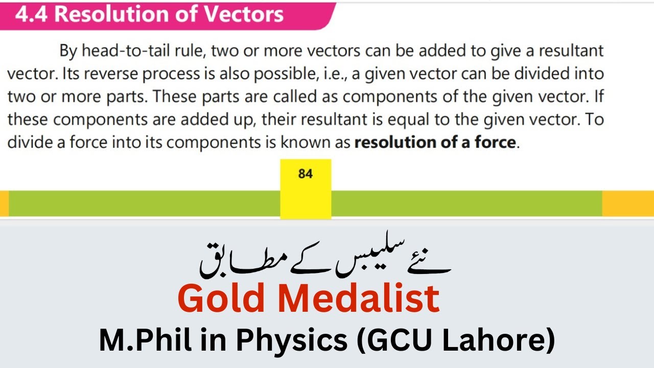 Resolution Of Vectors | Chapter 4 | Class 9th Physics | Punjab Textbook ...