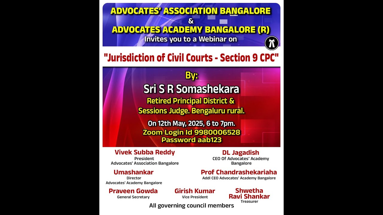Jurisdiction of Civil Courts - Sec. 9 CPC by Sri. S.R. Somashekhara ...