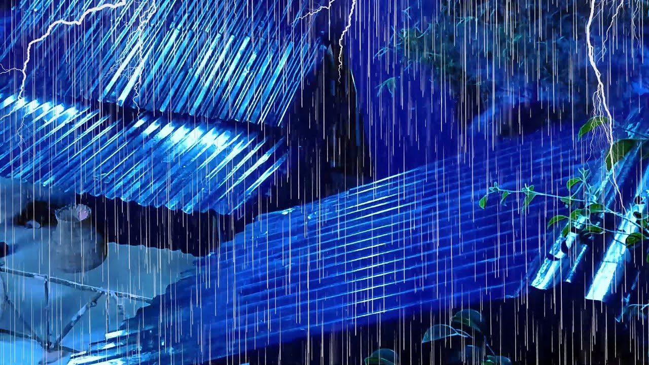 Intense Rain to Sleep Instantly, Sleep Fast | Heavy Rainfall on Metal ...