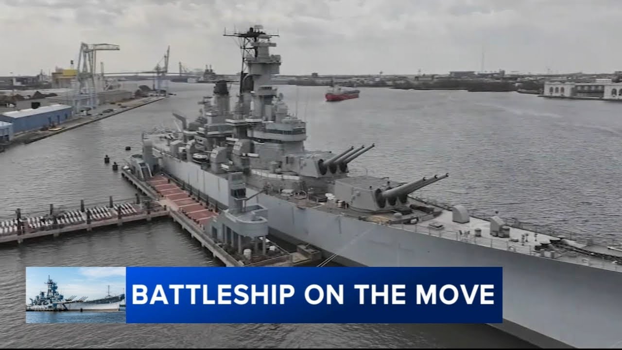 LIVE LOOK: USS New Jersey to move down Delaware River to dry dock - YouTube
