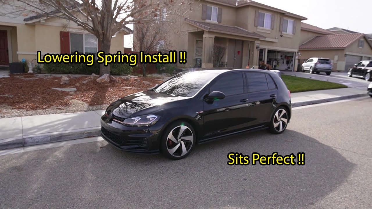 MK 7 GTI LOWERING SPRING INSTALL!! PERFECT DROP!! (H&R) - YouTube